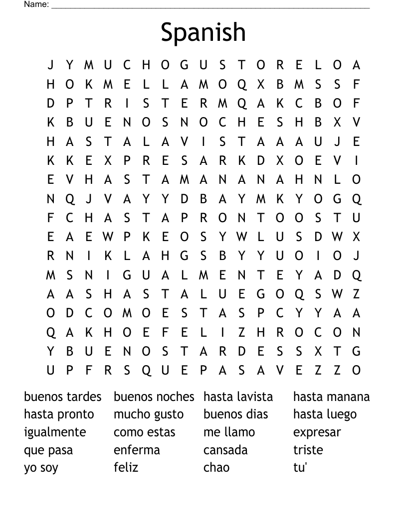 Spanish Word Search - WordMint