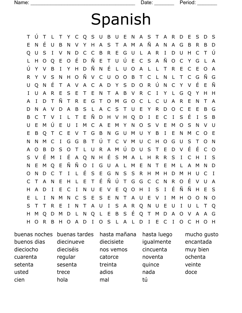 Spanish Word Search WordMint