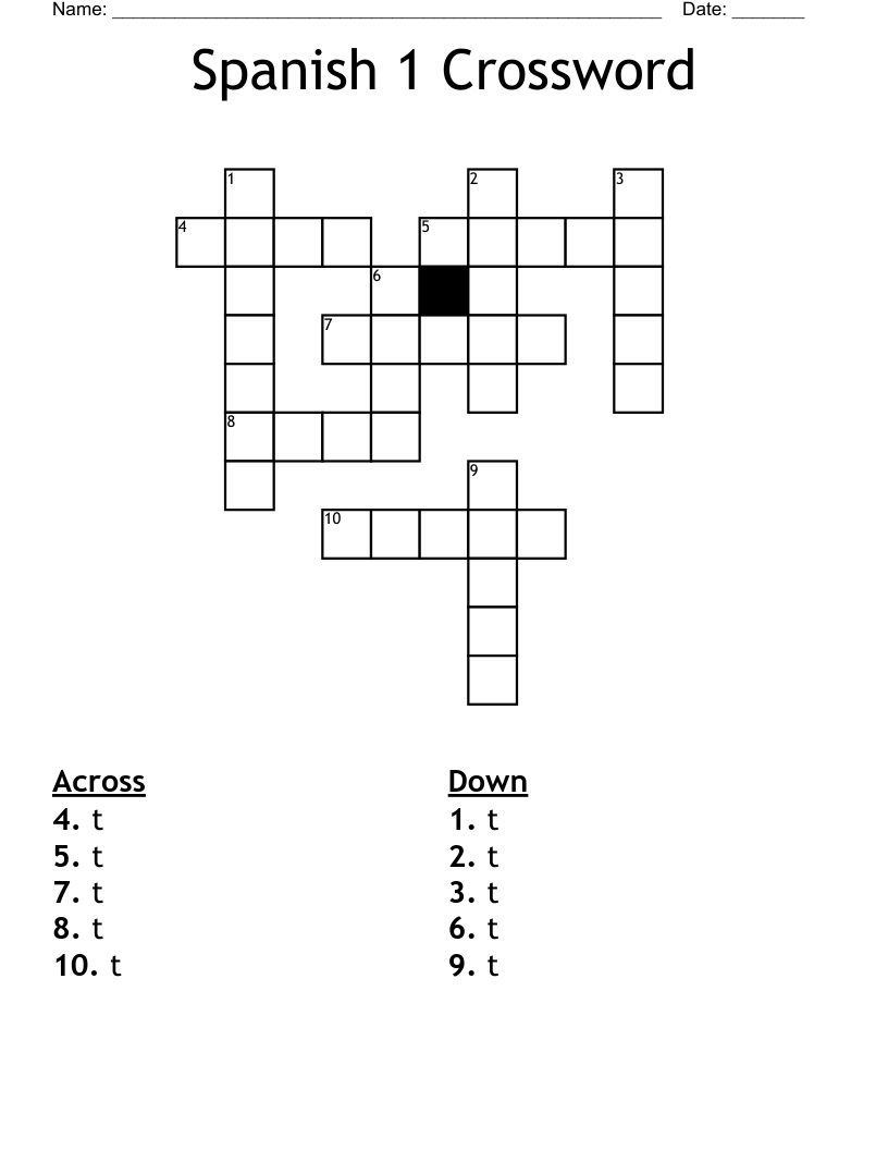 Spanish 1 Crossword - WordMint