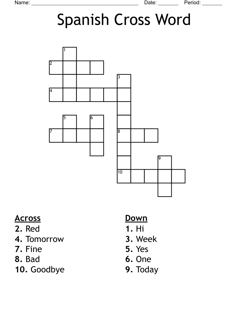 Spanish Cross Word - WordMint