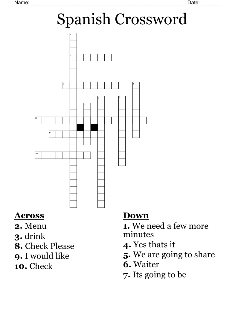 Spanish Crossword - WordMint