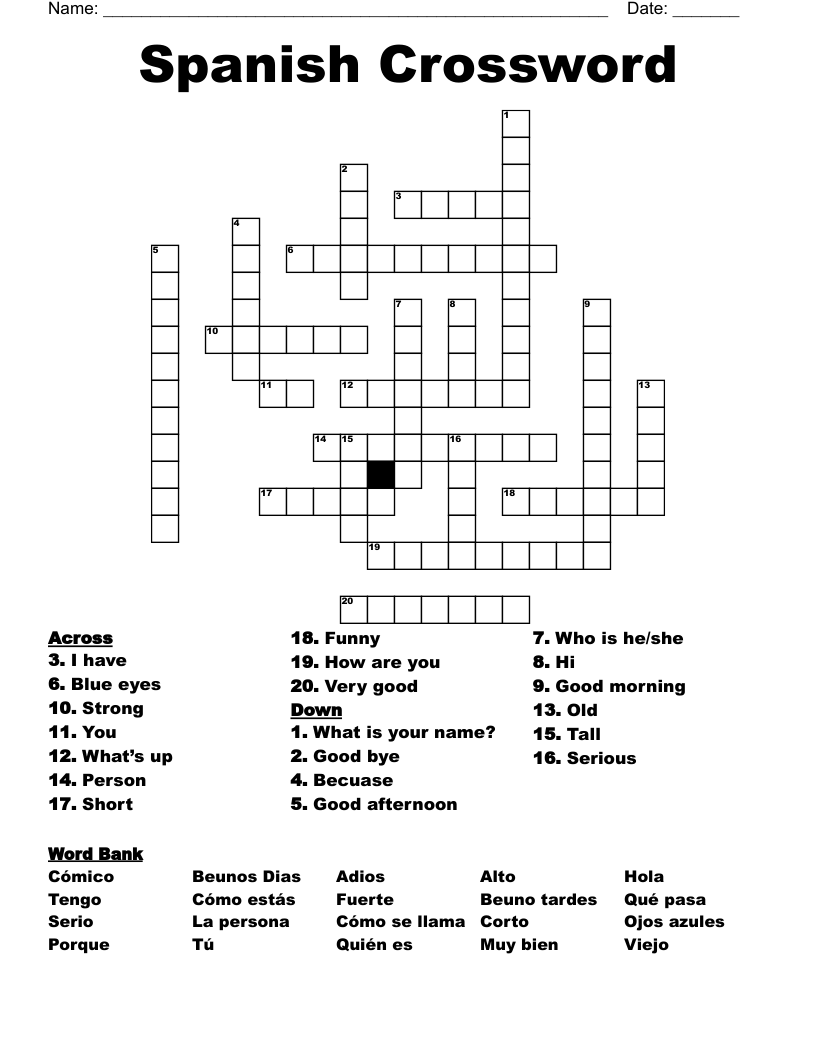 Spanish Crossword - WordMint