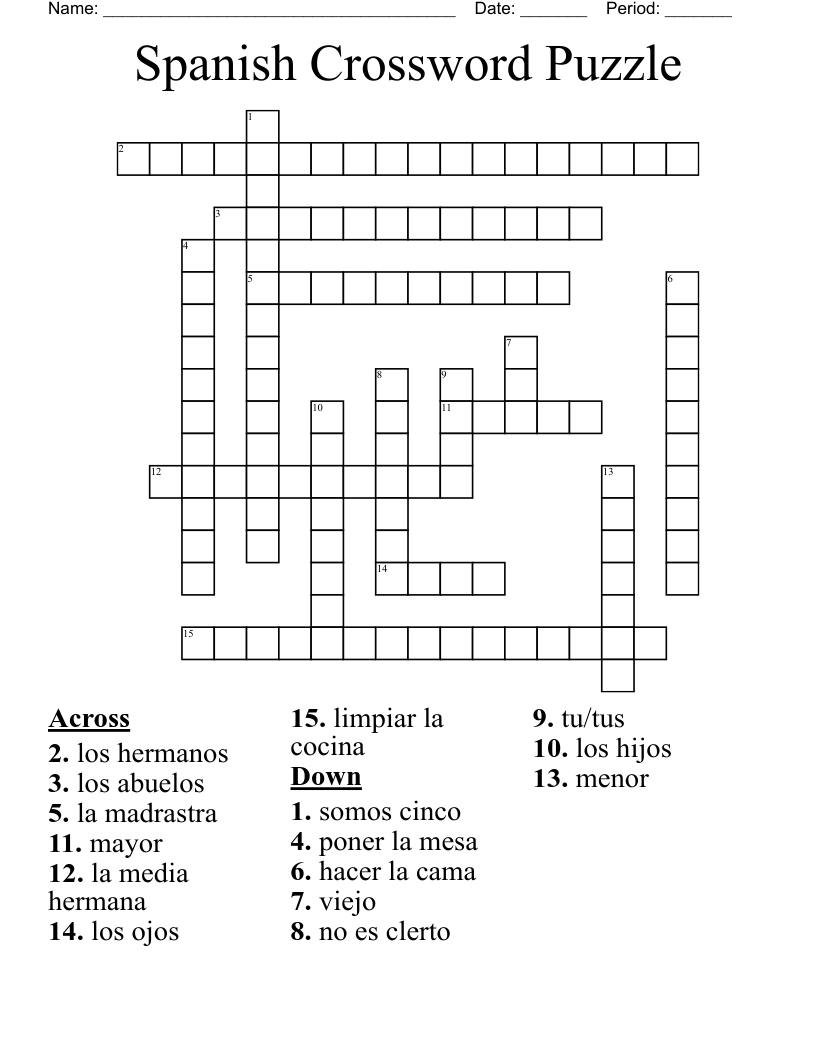 Spanish Crossword Puzzle - WordMint
