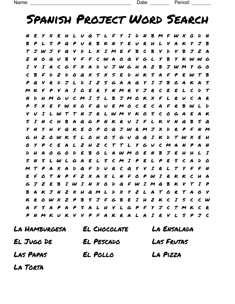 Spanish Project Word Search - WordMint