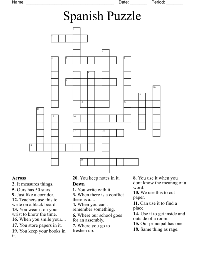 Spanish Puzzle Crossword - WordMint