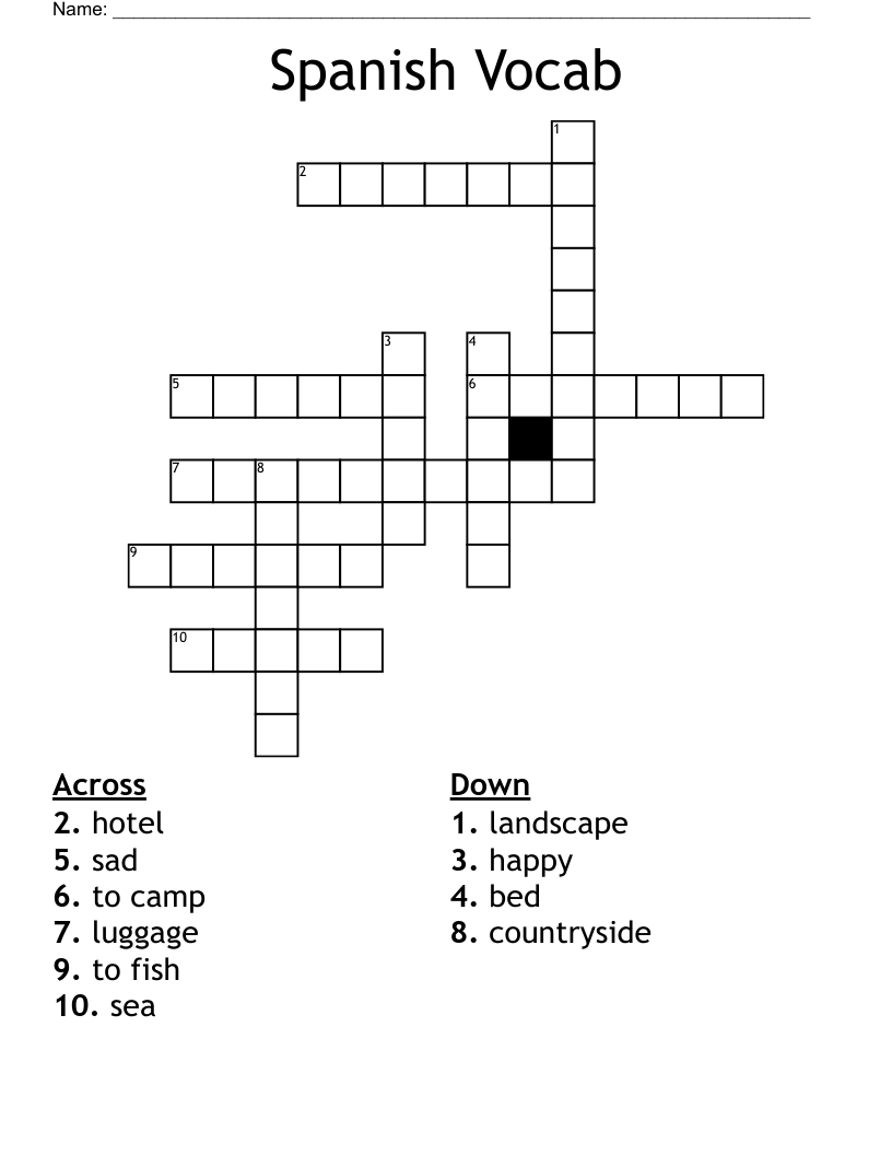 Spanish Vocab Crossword - WordMint