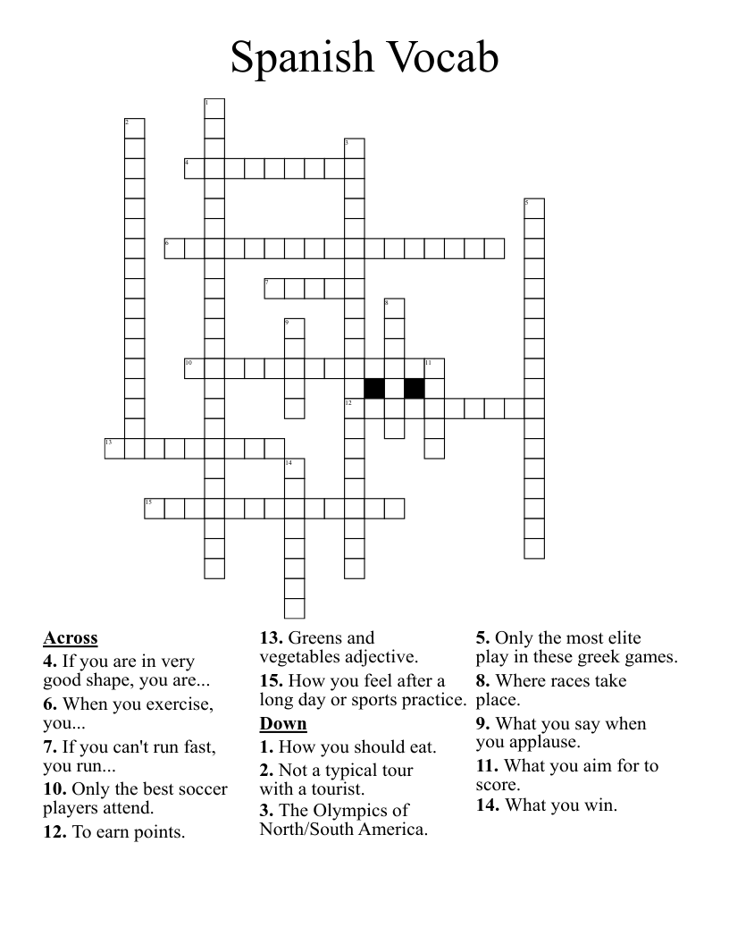 Spanish Vocab Crossword - WordMint