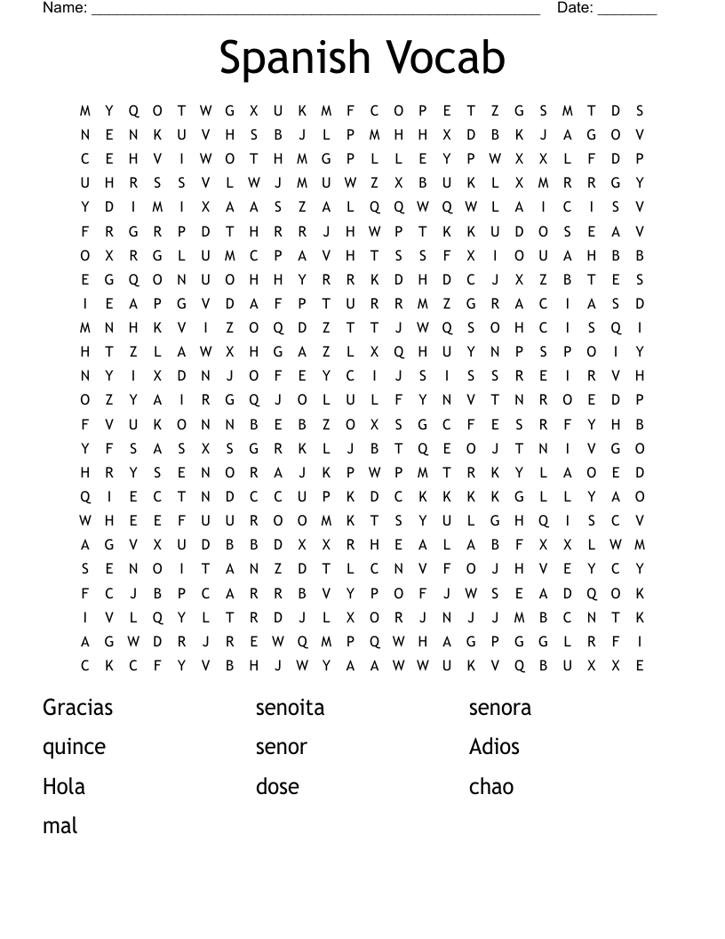 Spanish Vocab Word Search - WordMint