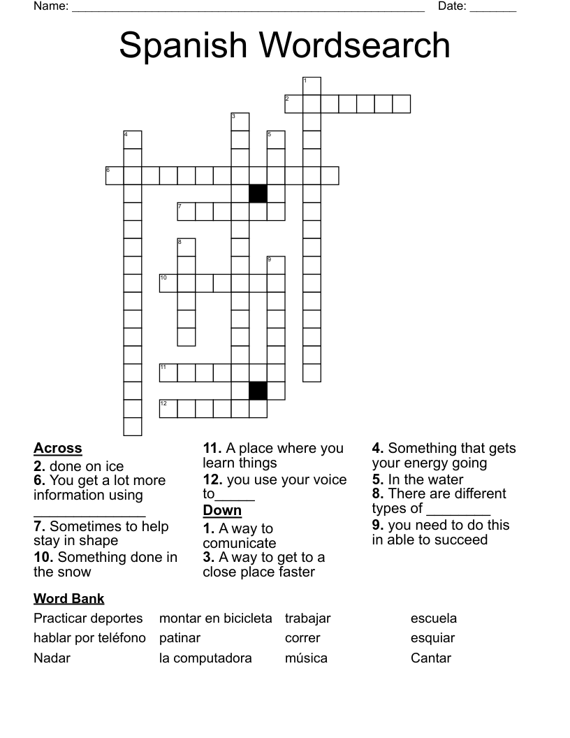Spanish Wordsearch Crossword - WordMint