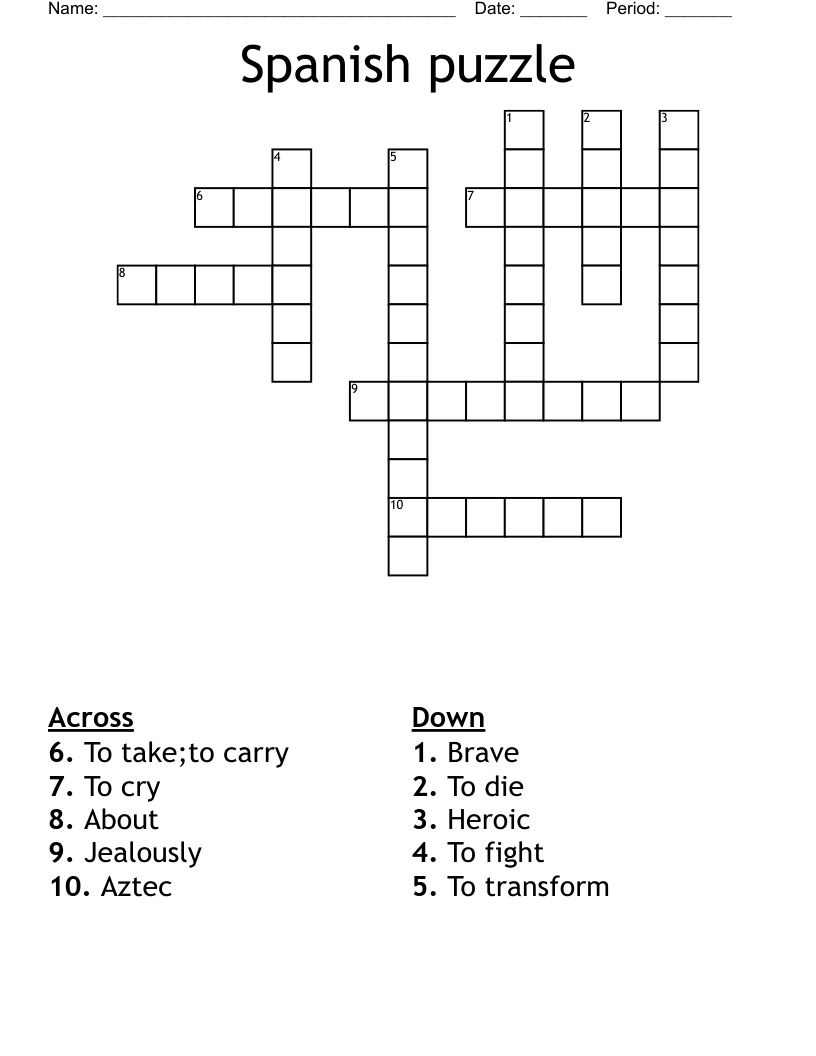 Spanish puzzle Crossword - WordMint