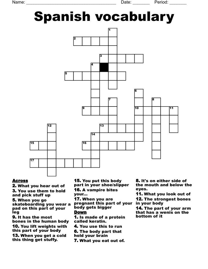 Spanish vocabulary Crossword - WordMint