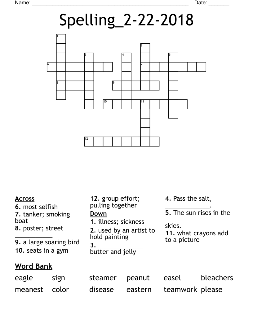 Spelling_2-22-2018 Crossword - WordMint