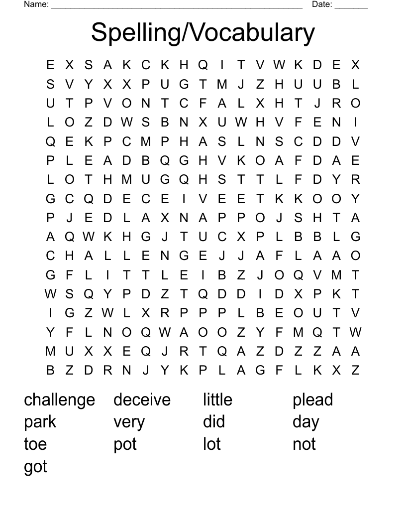 Spelling/Vocabulary Word Search - WordMint