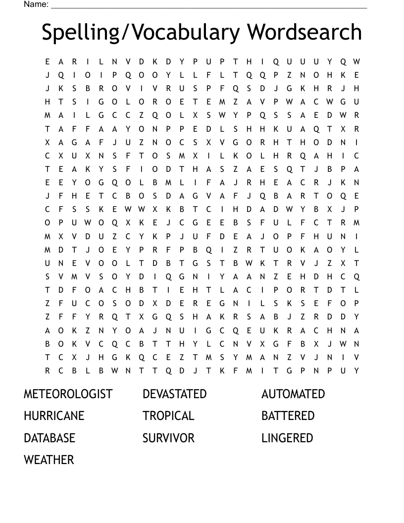Spelling/Vocabulary Wordsearch - WordMint