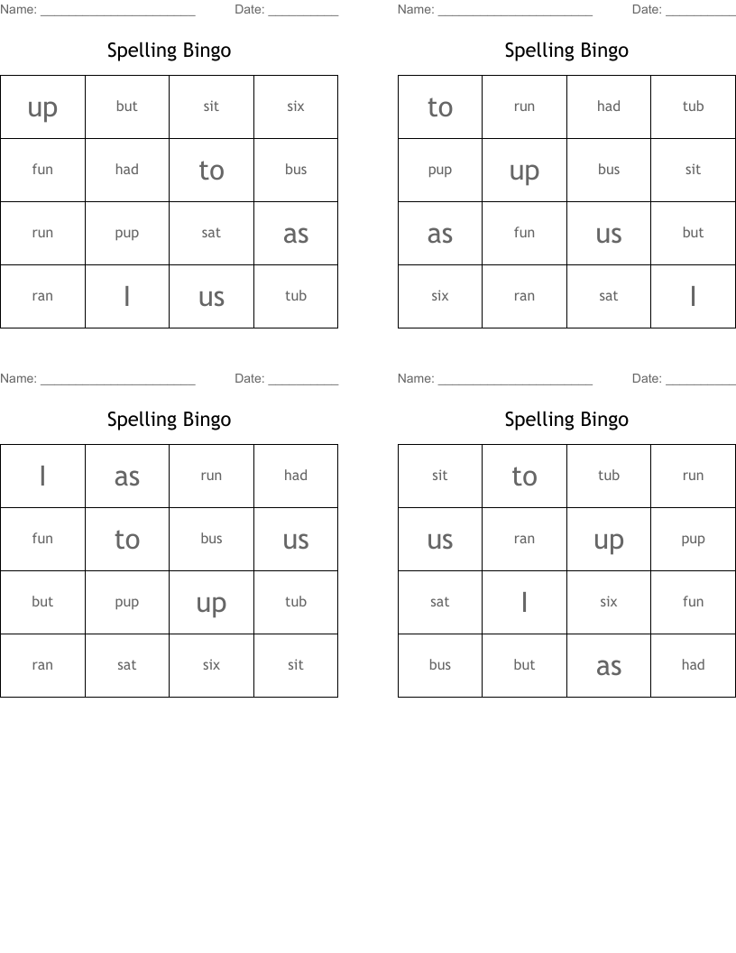Spelling Bingo - WordMint