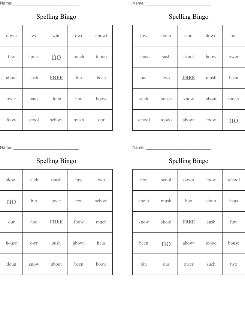 Spelling Bingo - WordMint