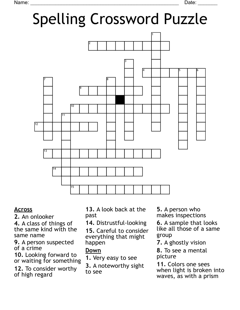 Spelling Crossword Puzzle WordMint