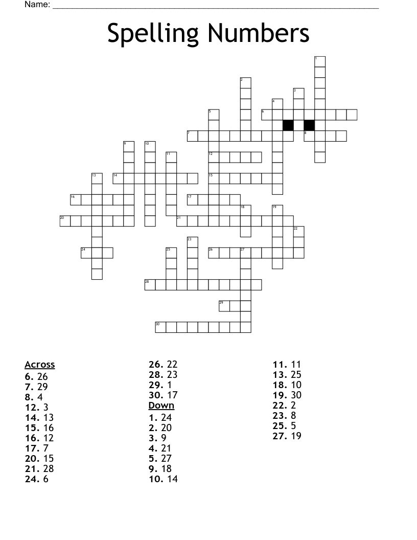 Year 8 Maths Crossword WordMint
