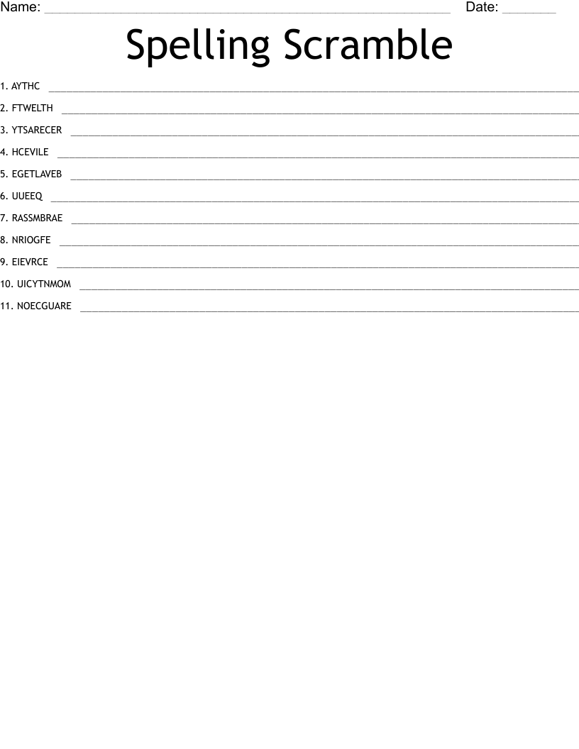 Spelling Scramble - WordMint