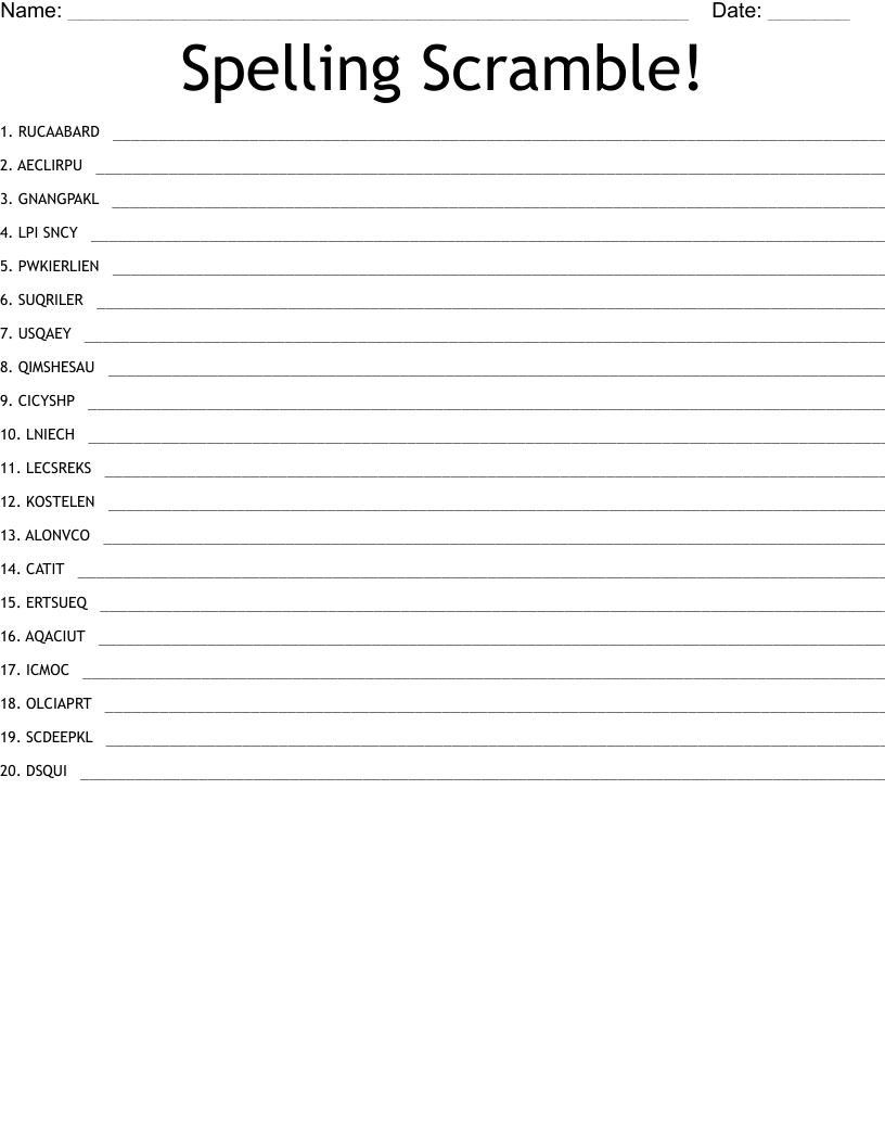 Spelling Scramble! - WordMint