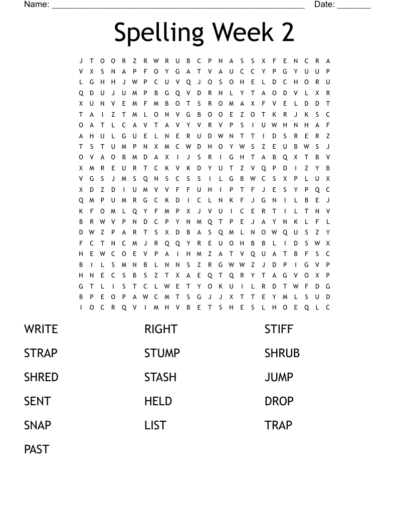 Spelling Week 2 Word Search - WordMint