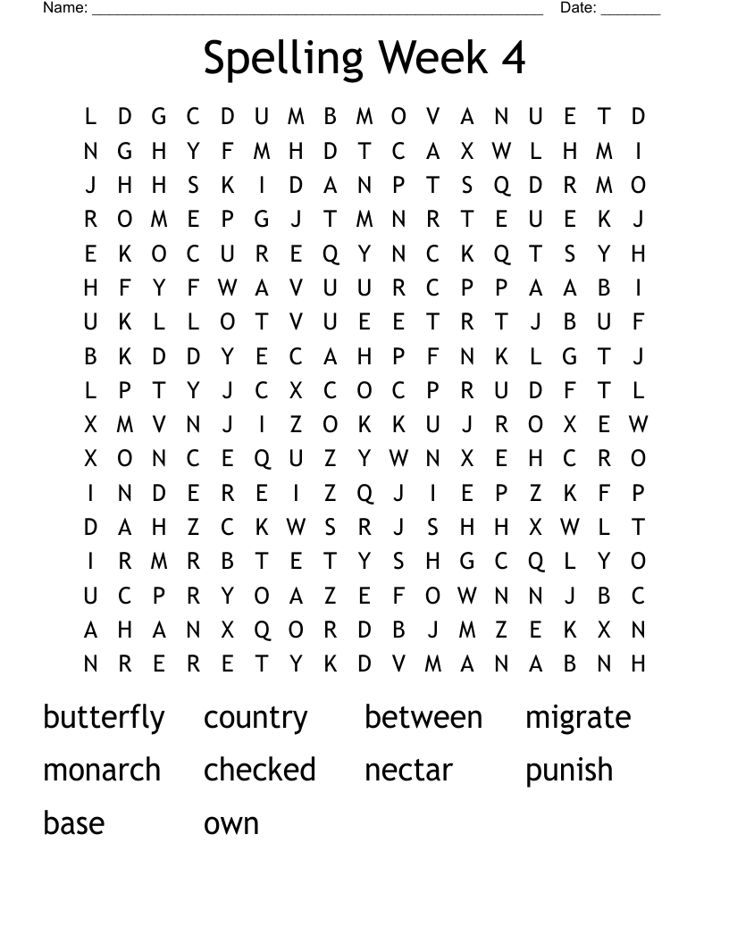 Spelling Week 4 Word Search - WordMint