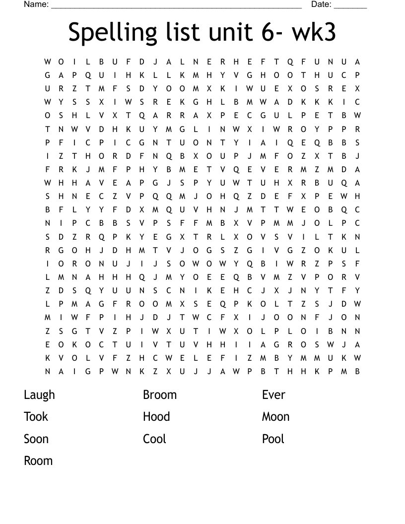 Spelling list unit 6- wk3 Word Search - WordMint