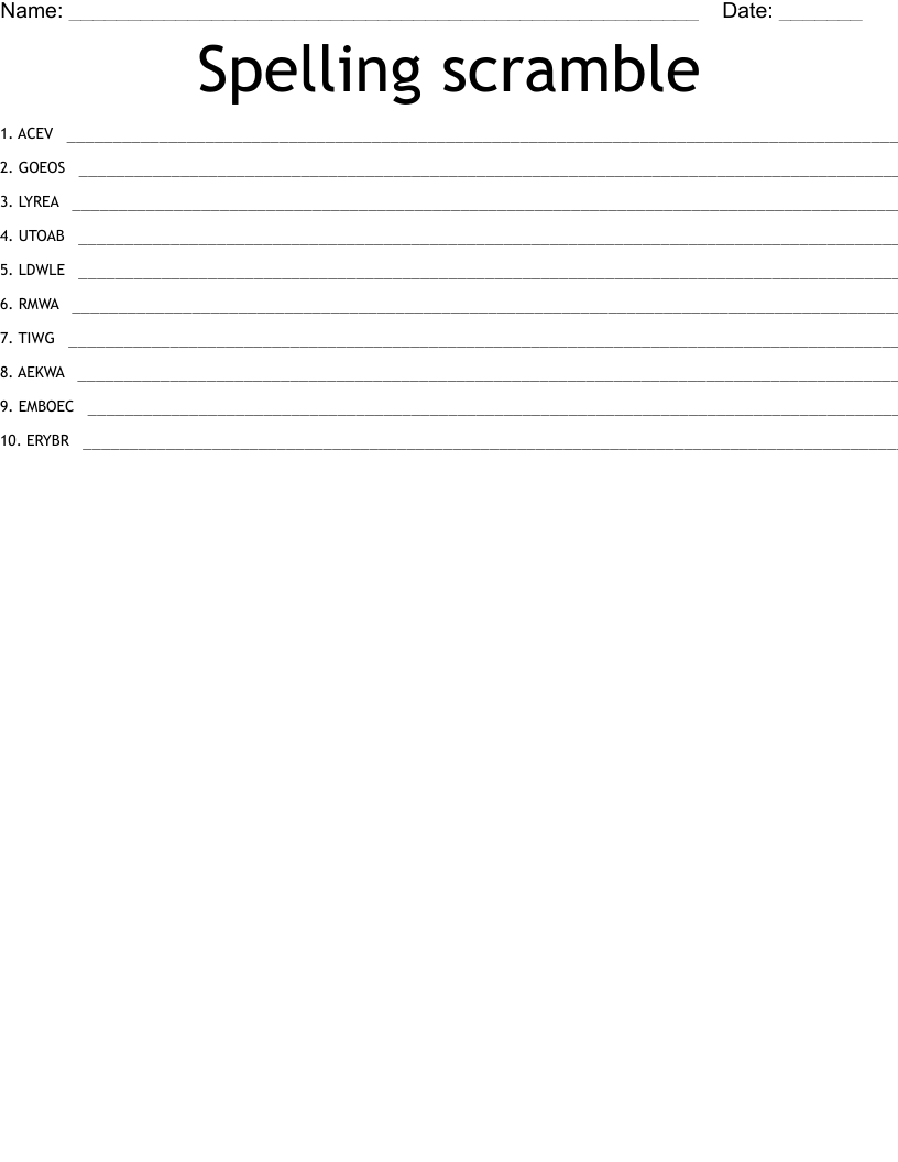 Spelling scramble - WordMint