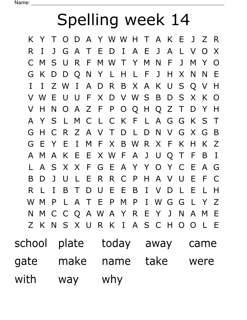 Spelling week 14 Word Search - WordMint