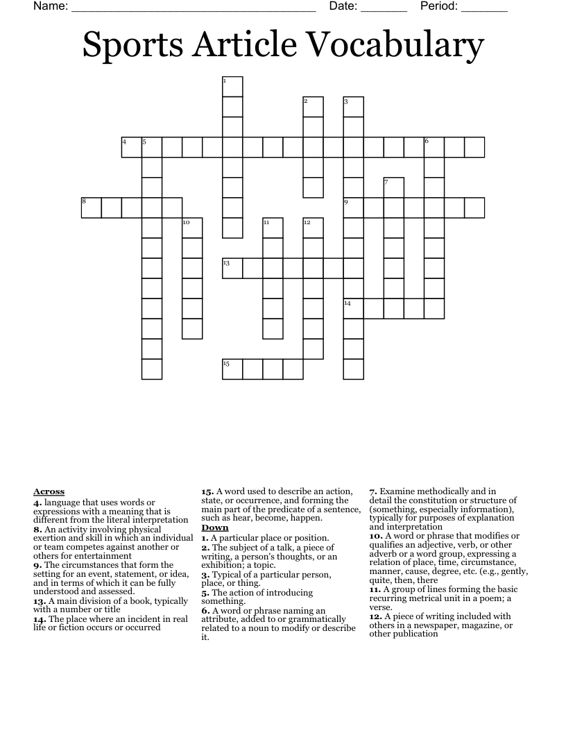 Sports Article Vocabulary Crossword WordMint sports-article-vocabulary-crossword-wordmint