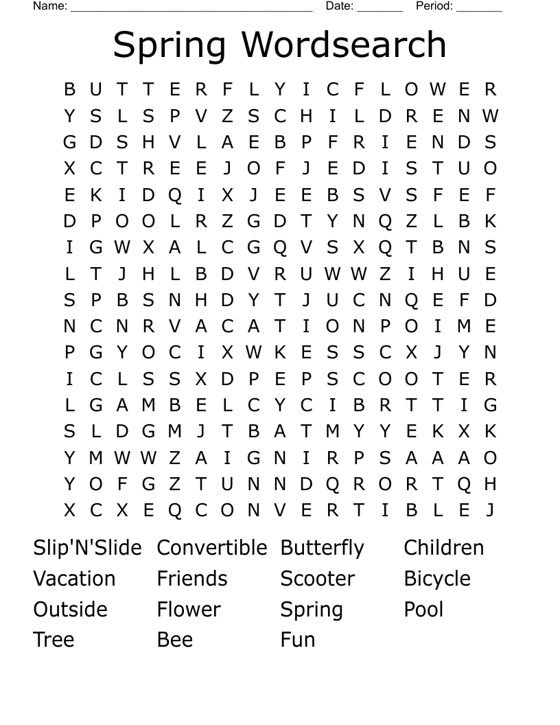 Spring Wordsearch - WordMint