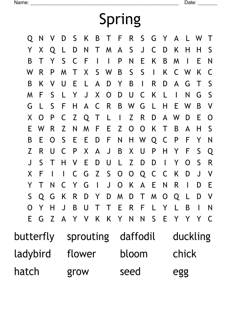 Spring Word Search - WordMint