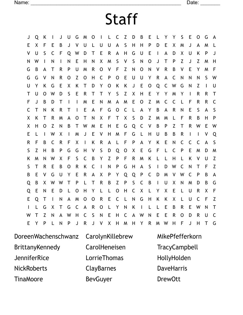 Staff Word Search - WordMint