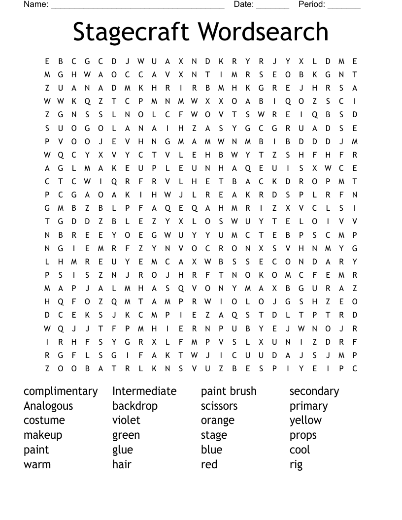 Stagecraft Wordsearch - WordMint