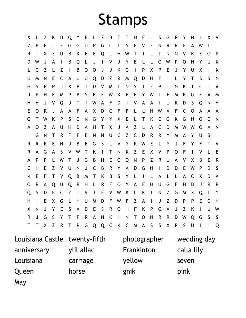 Stamps Word Search - WordMint