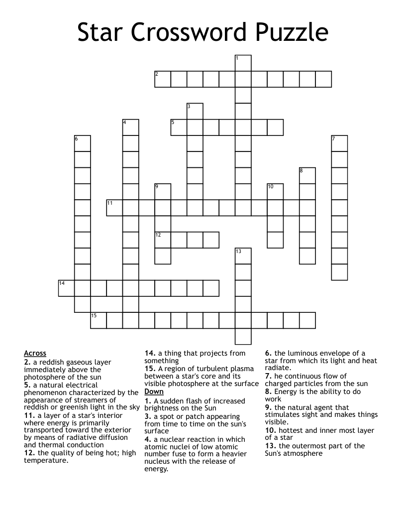 Star Crossword Puzzle WordMint