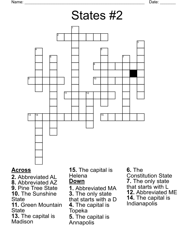 States #2 Crossword - WordMint