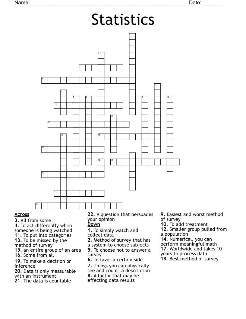 Stats Puzzle Crossword WordMint