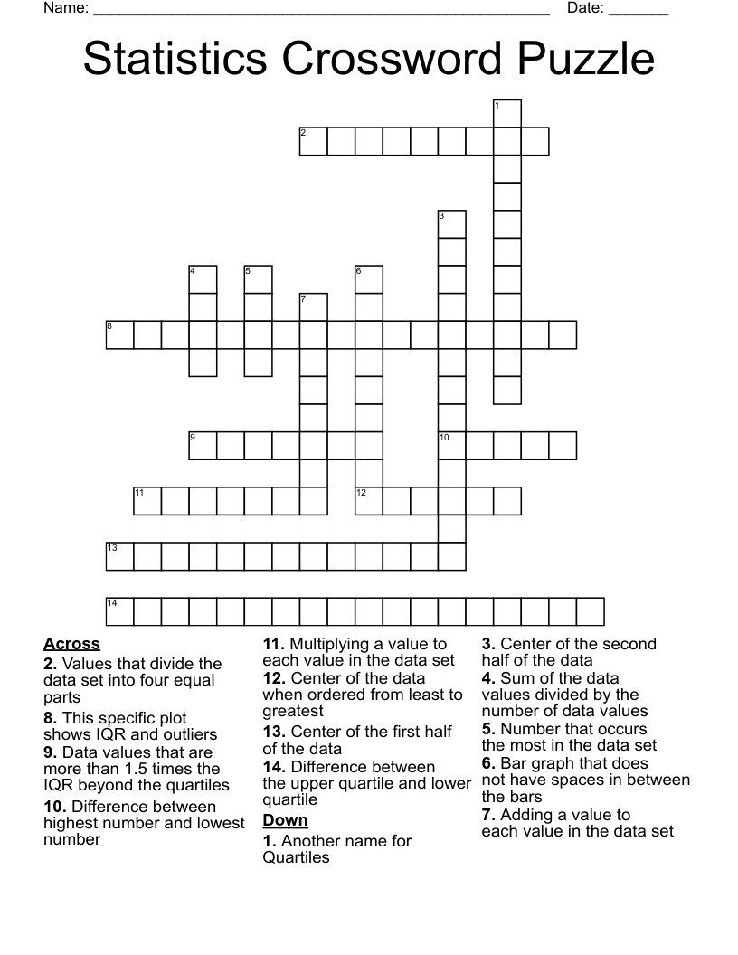 Statistics Word Search Crossword WordMint