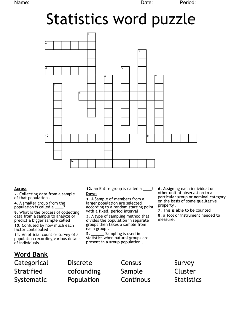 Statistics Word Puzzle Crossword WordMint