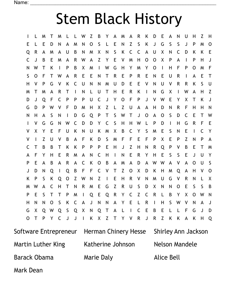 Stem Black History Word Search - WordMint