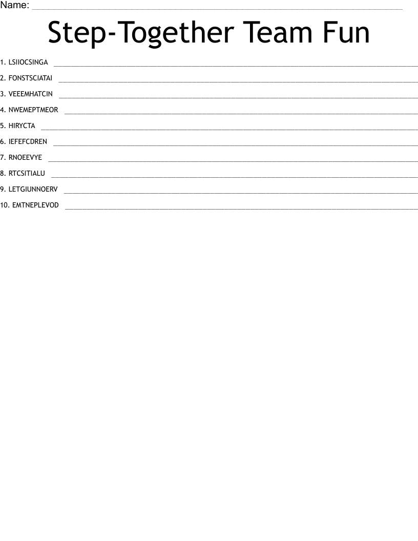 Step-Together Team Fun Word Scramble - WordMint
