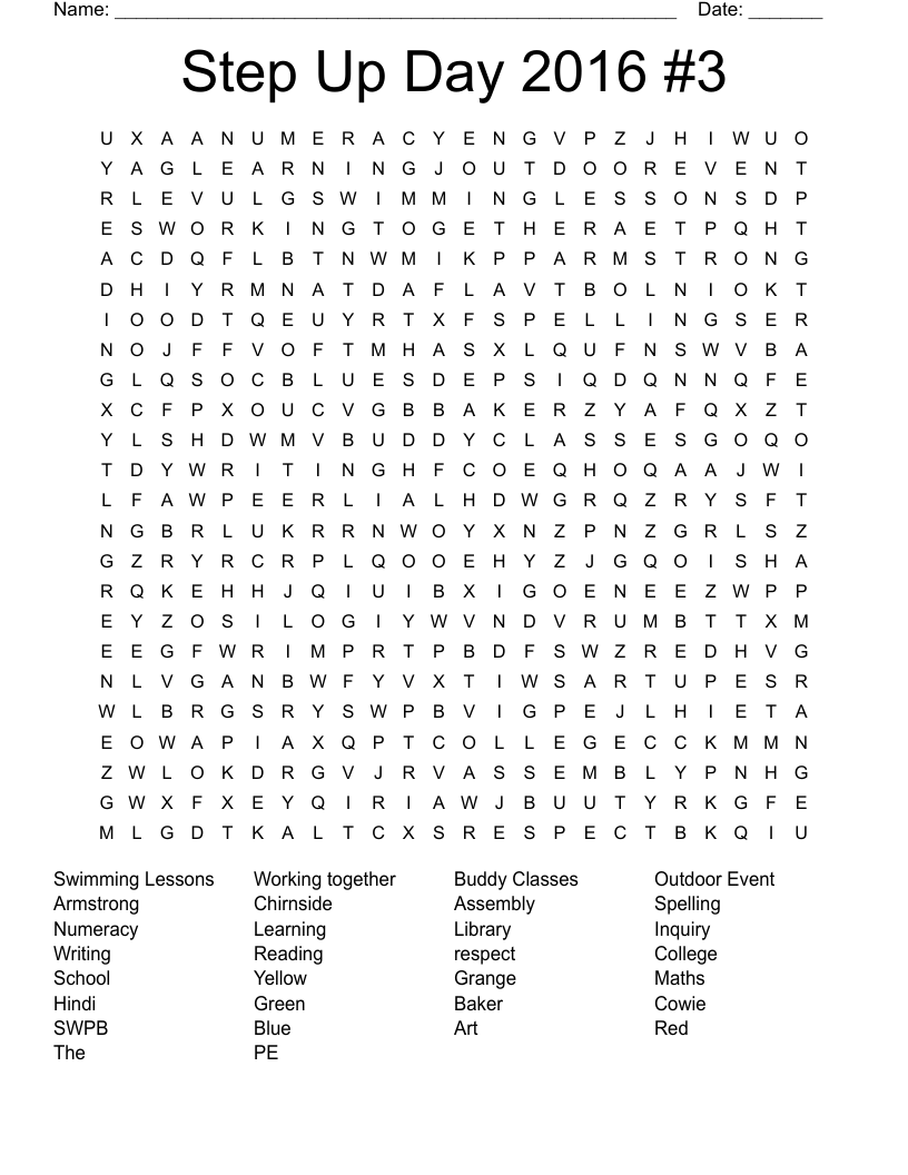 Step Up Day 2016 #3 Word Search - WordMint