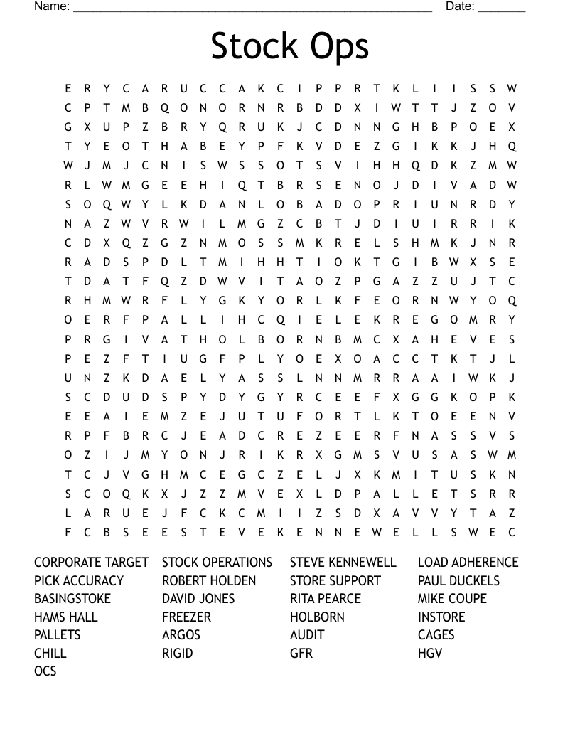 Stock Ops Word Search - WordMint