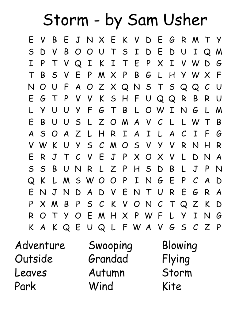 Storm - by Sam Usher Word Search - WordMint