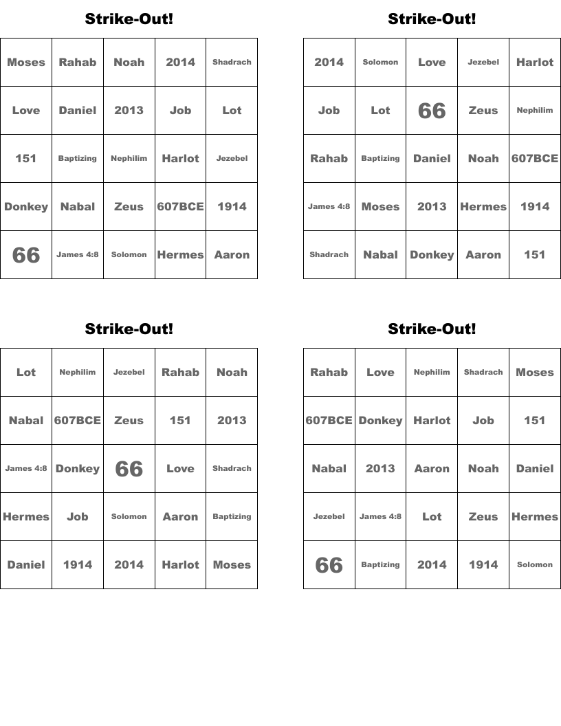 Strike-Out! Bingo Cards - WordMint