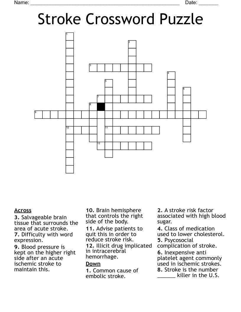 Stroke Crossword Puzzle WordMint