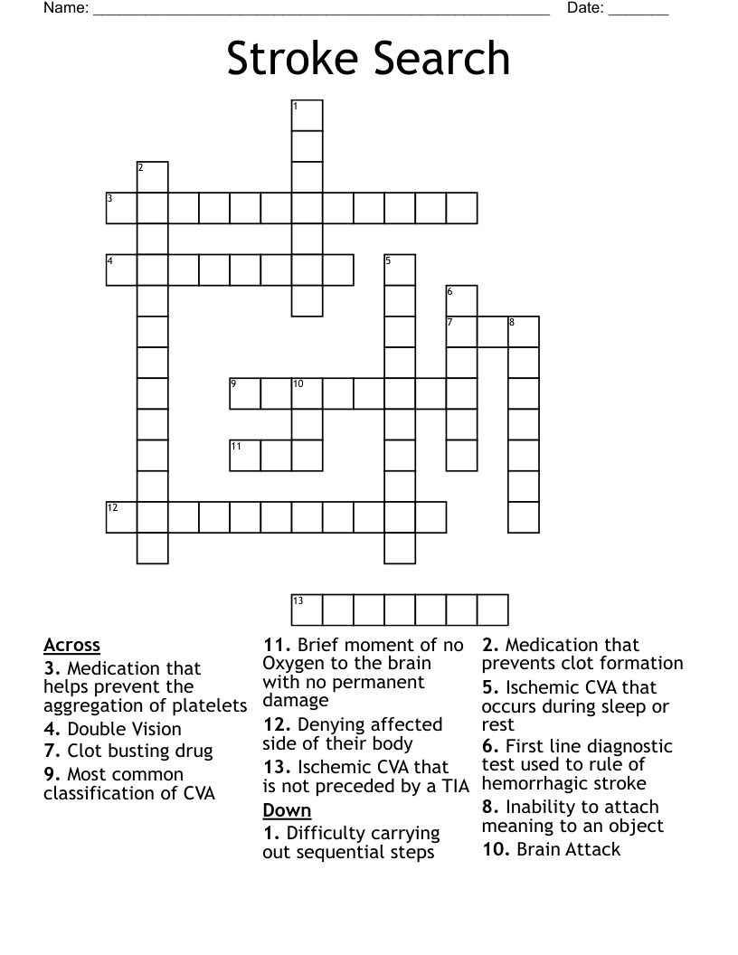 Stroke Word Search Printable