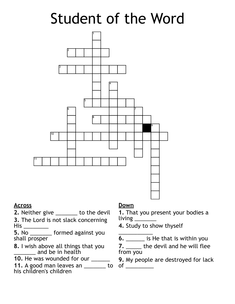 Student of the Word Crossword - WordMint