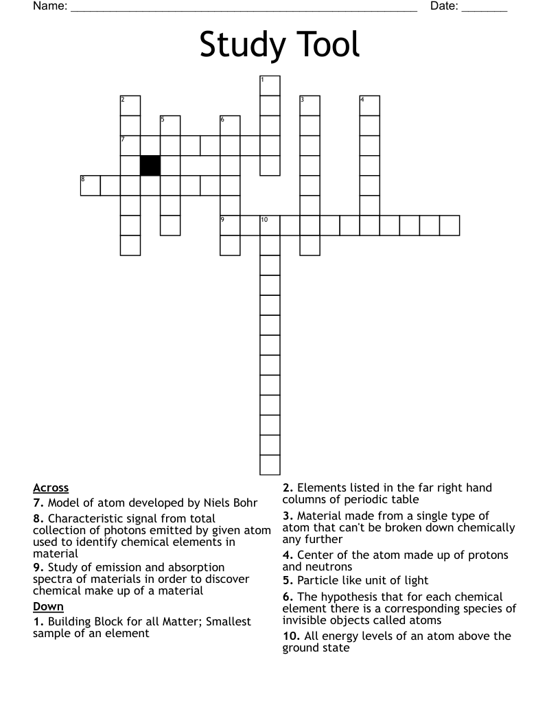 Study Tool Crossword - WordMint
